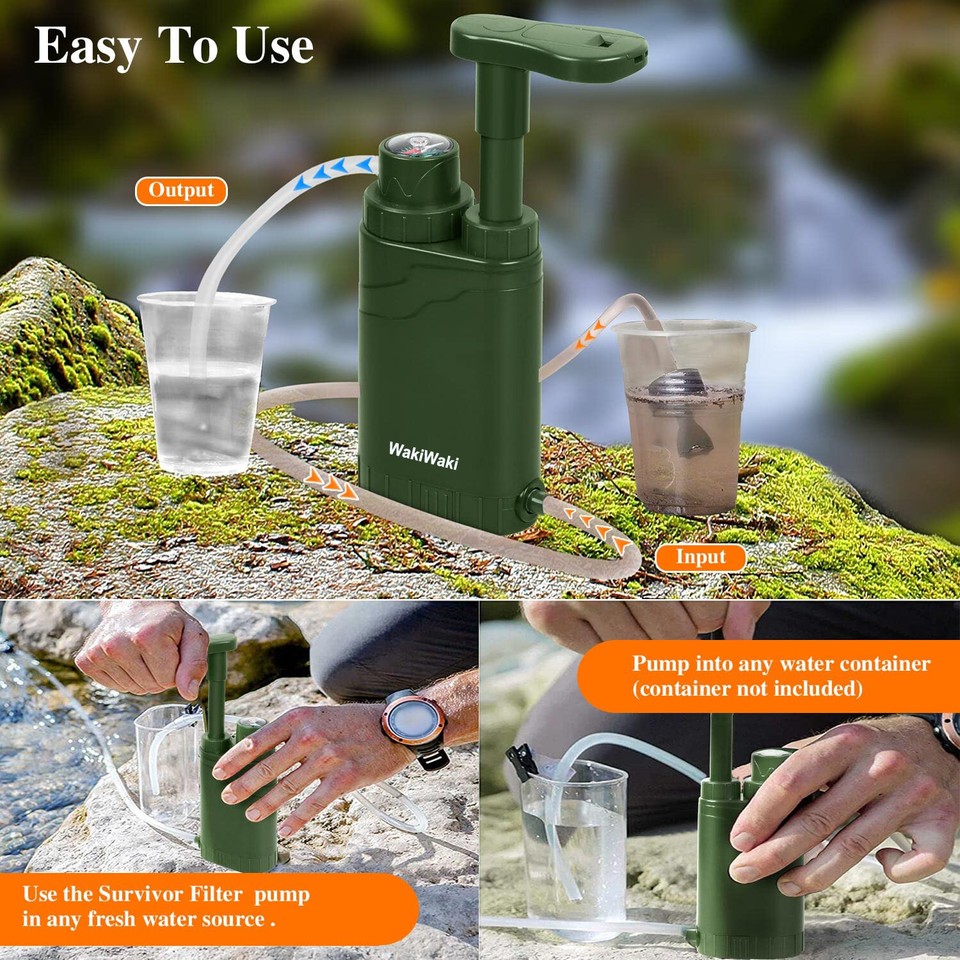 Portable Water Filter Pump Water Filter System 0.1μm Camping Water ...