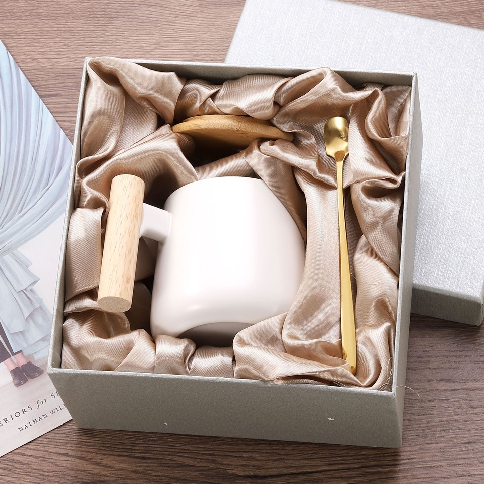 Ceramic Coffee Mug Set 12.85 Oz Handmade Ceramic Mugs Gift Box, White ...