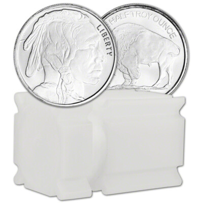 TWENTY (20) 1/2 oz. Highland Mint Silver Round Buffalo .999 Roll Tube ...