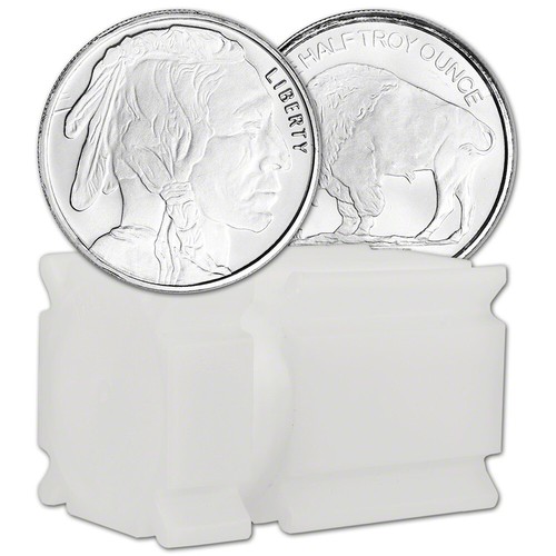 TWENTY (20) 1/2 oz. Highland Mint Silver Round Buffalo .999 Roll Tube ...