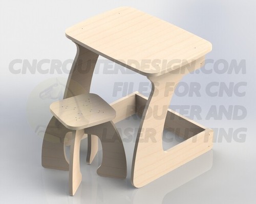 Table With Seat For Children 15mm Vectors CNC Router Plan Files DXF CDR ...