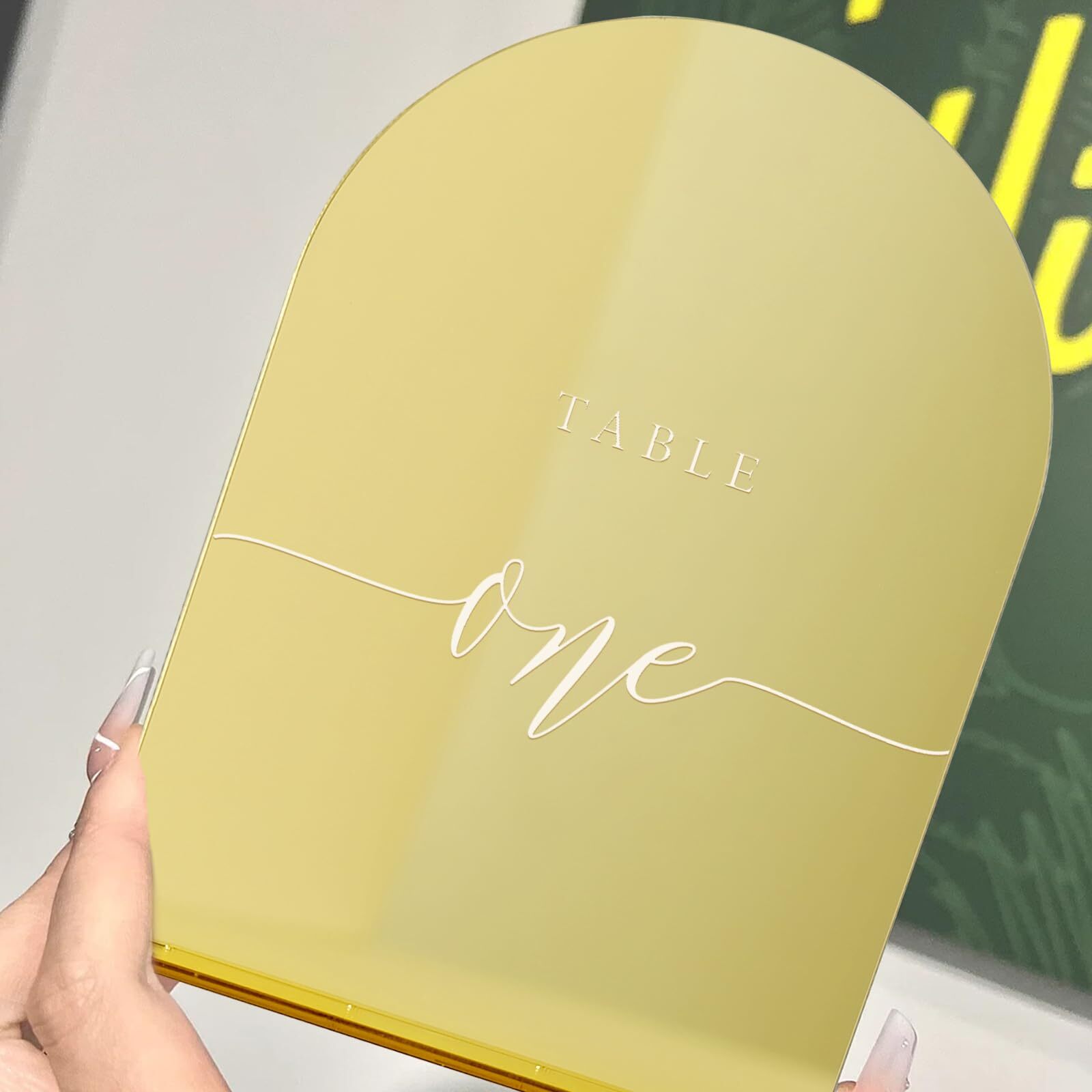 5x7 Inch Gold Mirror Acrylic Arch Sign with Stand | 10 Pack Blank Gold ...