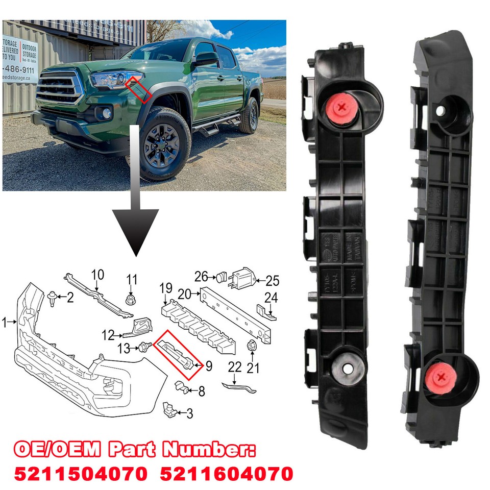 Set Front Bumper Retainer Support Bracket For Toyota Tacoma 2016-2021 ...