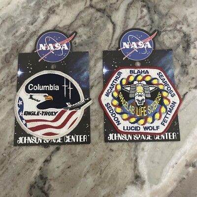 NASA Patch Columbia Space Shuttle Engle Truly USA Eagle Moon Vintage ...