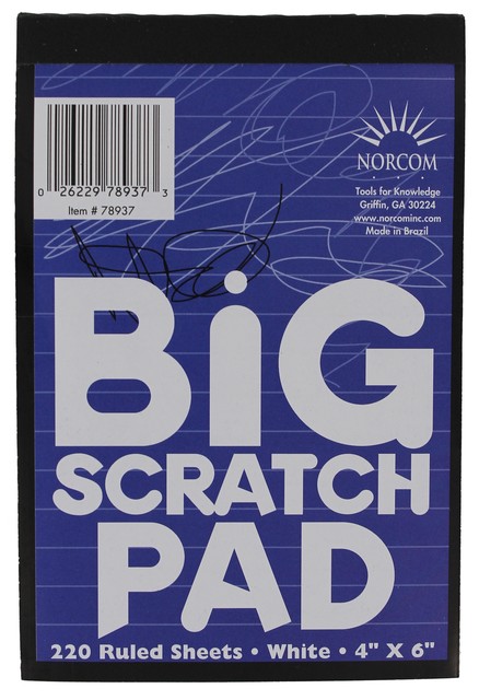Norcom Paper Big Scratch Pad 4x6 220 White Ruled Sheets for sale online ...