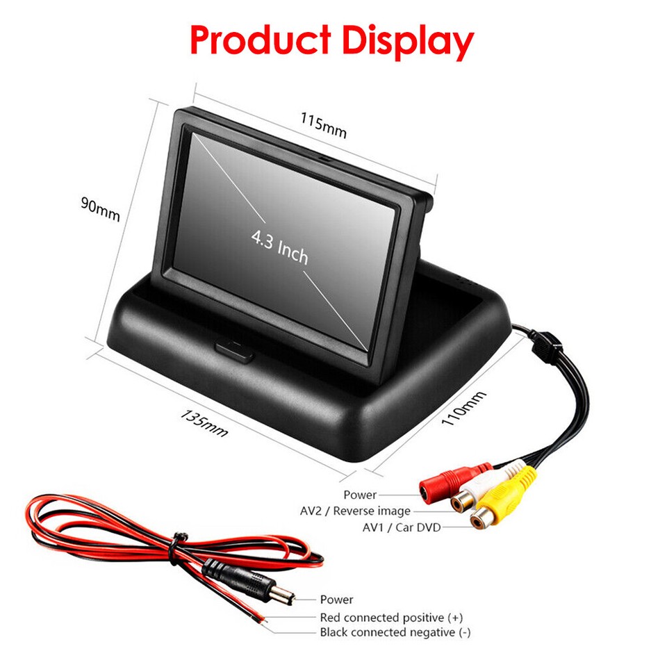 Foldable Car Rear View Backup Camera Reverse Parking 4.3" TFT LCD Color ...