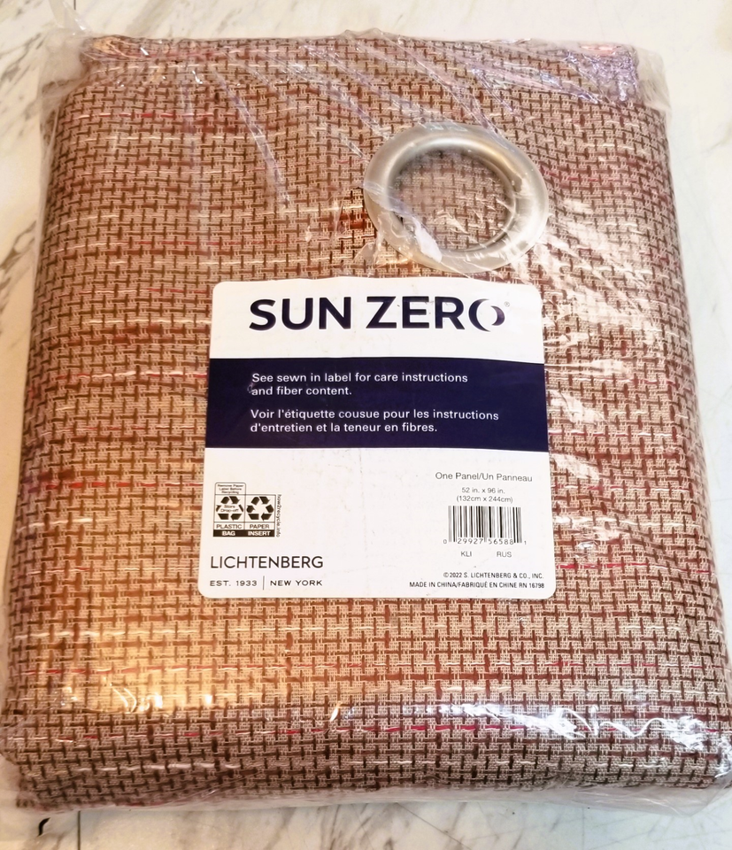 SUN ZERO KLINE BURLAP WEAVE GROMMET CURTAIN PANEL THERMAL PRIVACY ...