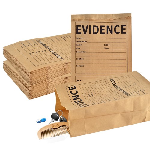 50 Pack Paper Evidence Bags 9.45 * 5 * 3 inch Crime Scene Paper ...