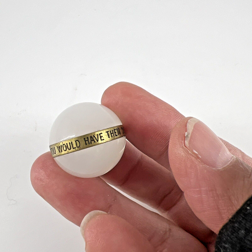 Vintage Pre-60s Moonstone Golden Rule Marble WHITE Brass Paper Do Unto ...