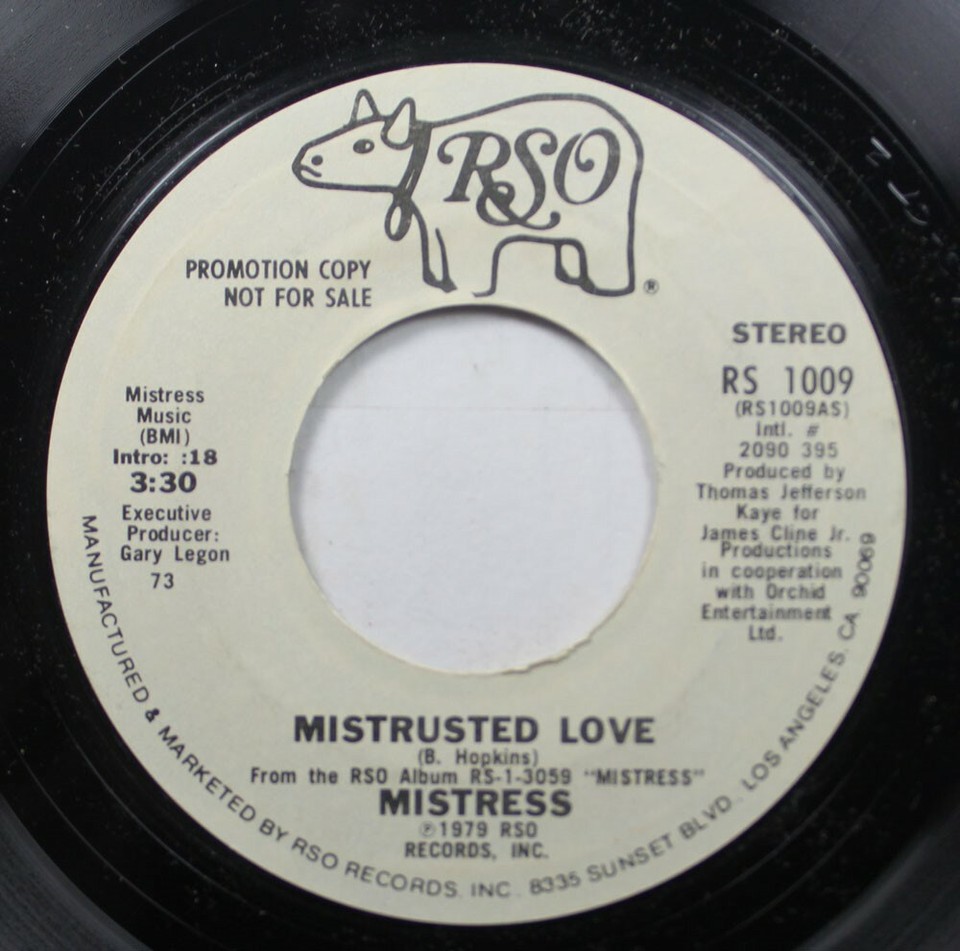Rock Promo Nm! 45 Mistress - Mistrusted Love / Mistrusted Love On Rso ...