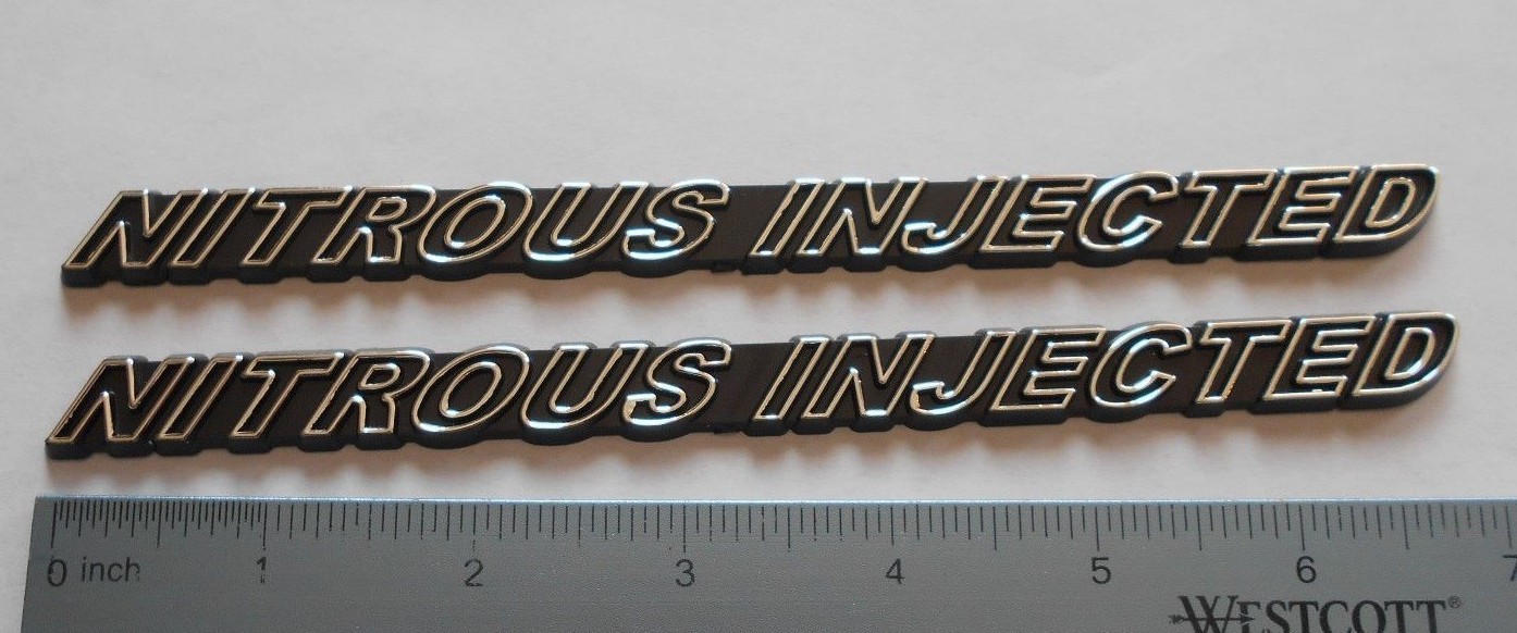 Nitrous Injected black plastic with Chrome emblem emblems badge new | eBay