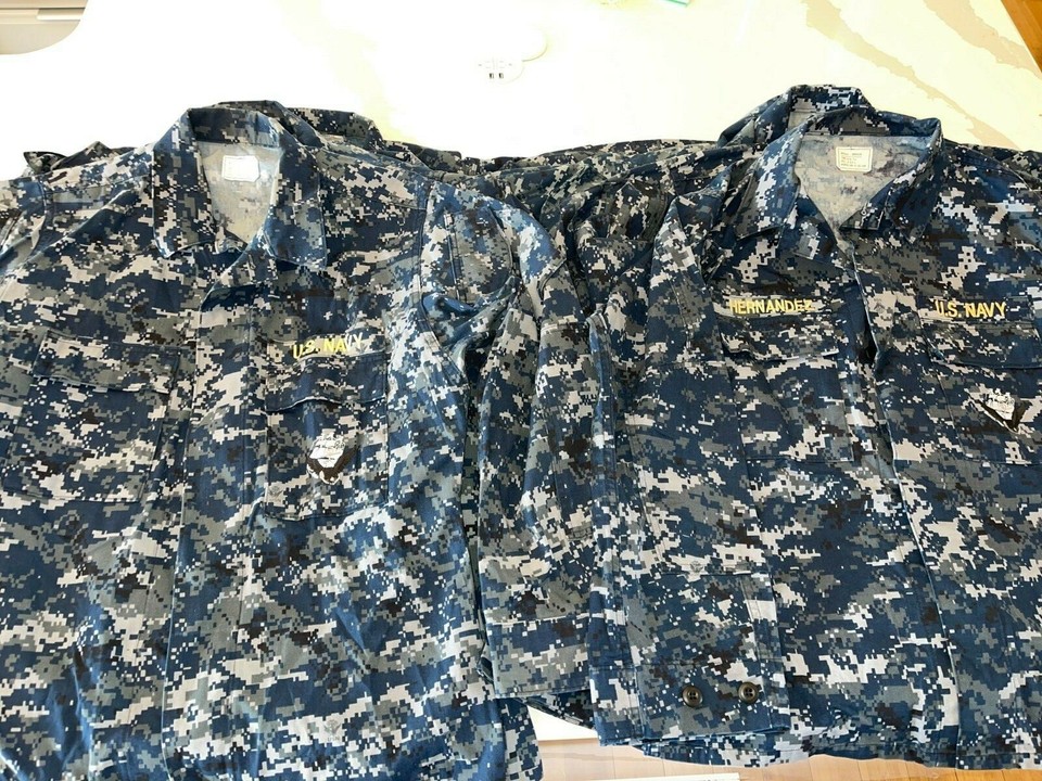 US NAVY NWU TYPE 1 BLUE CAMOUFLAGE BLUEBERRY UNIFORM JACKET BLOUSE ALL ...