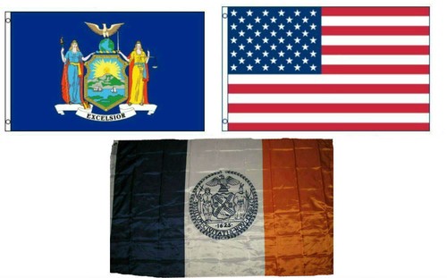 3x5 American & City of New York & State of New York Wholesale Set Flag ...