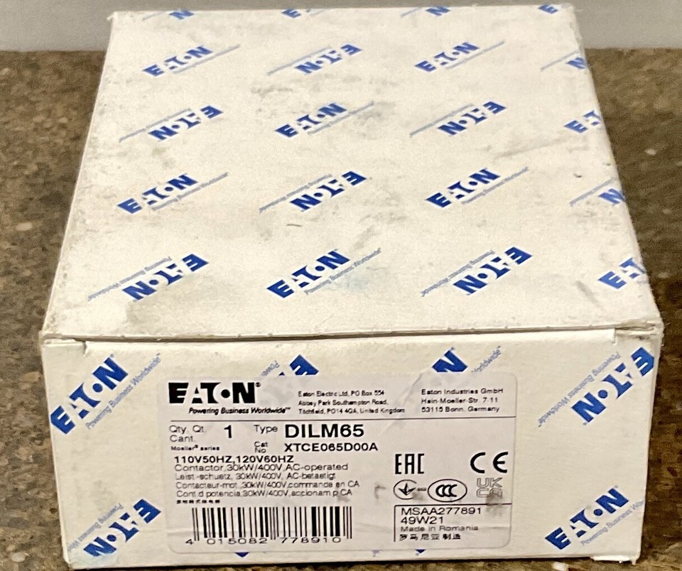 Eaton DILM65 / XTCE065D00A Moeller IEC Contactor, 110V, New ...