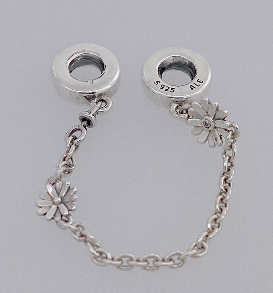 NEW 100% Authentic PANDORA 925 Silver Daisy Flower Safety Chain Charm ...