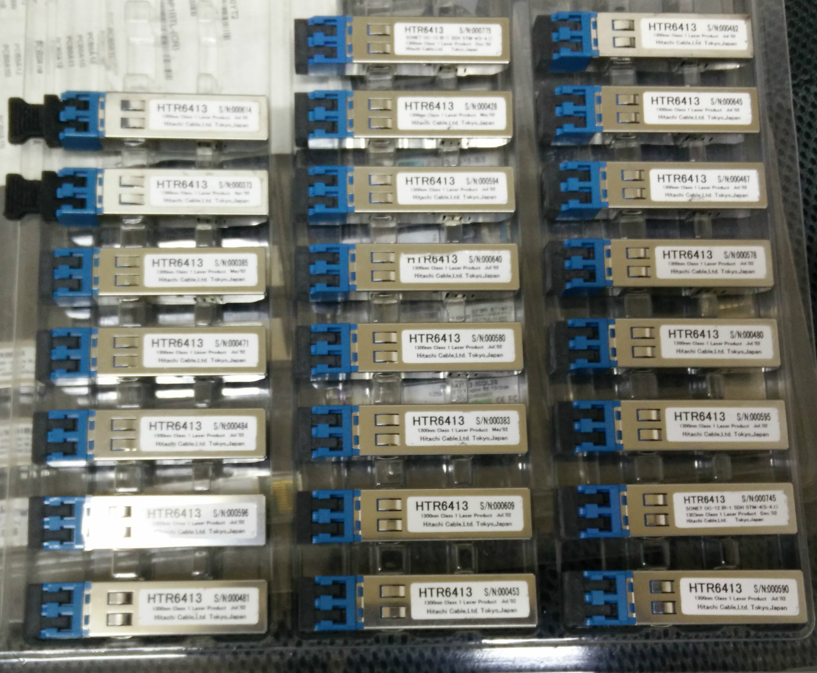 23x HITACHI Cable HTR6413 TxRx Optical 3.3V 650Mbps SFP - NEW / FREE ...