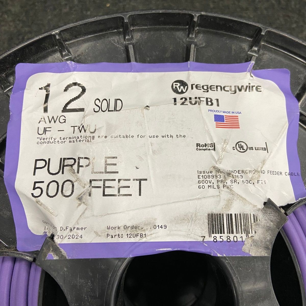 REGENCY WIRE Purple Tracer Wire 500ft 12AWG COPPER UF-TWU, 12UFB1 * | eBay