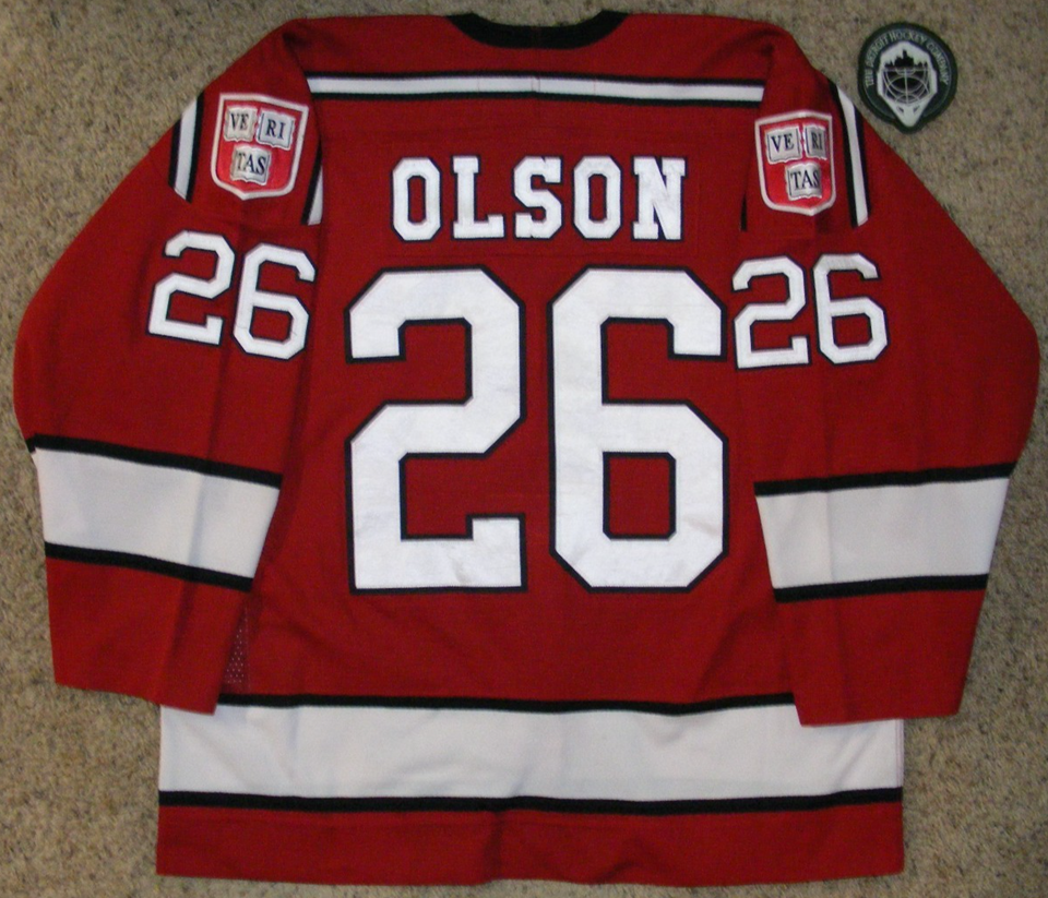Harvard University #26 Jacob Olson, Red, 15- 19 original NOB Jersey ...