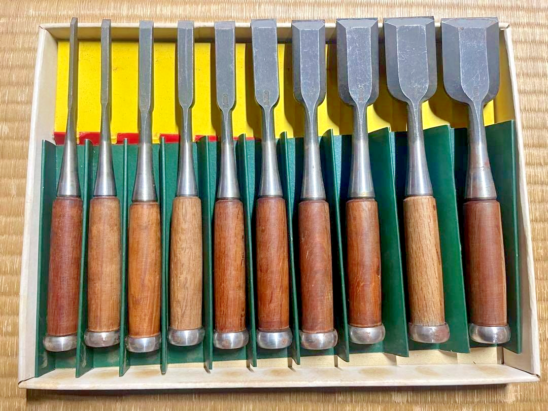 Onishi Japanese Bench Chisels Oire Nomi Set of 10 W/ Box Unused | eBay