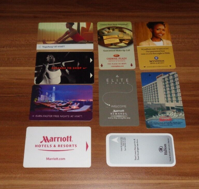 HOTEL KEY CARD LOT of 9 - HILTON WYNDHAM HYATT MARRIOTT CROWNE PLAZA ...