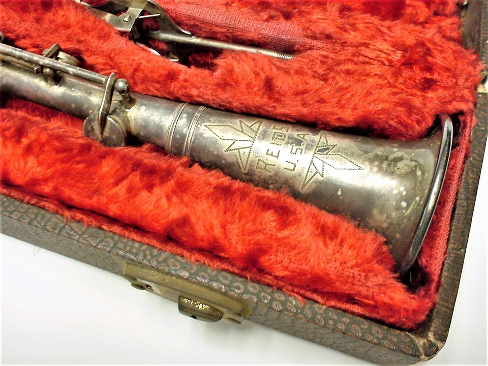 VINTAGE SILVER METAL CLARINET signed REID’s USA "REDUCED" #D6352 RARE N ...