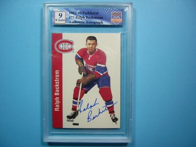 1994/95 PARKHURST 1956/57 MISSING LINK #77 RALPH BACKSTROM GCG 9 AUTO ...
