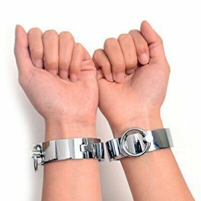 Bondage Metal Handcuff Wrist Restraints Cuffs Steel Magnetic Lockable ...