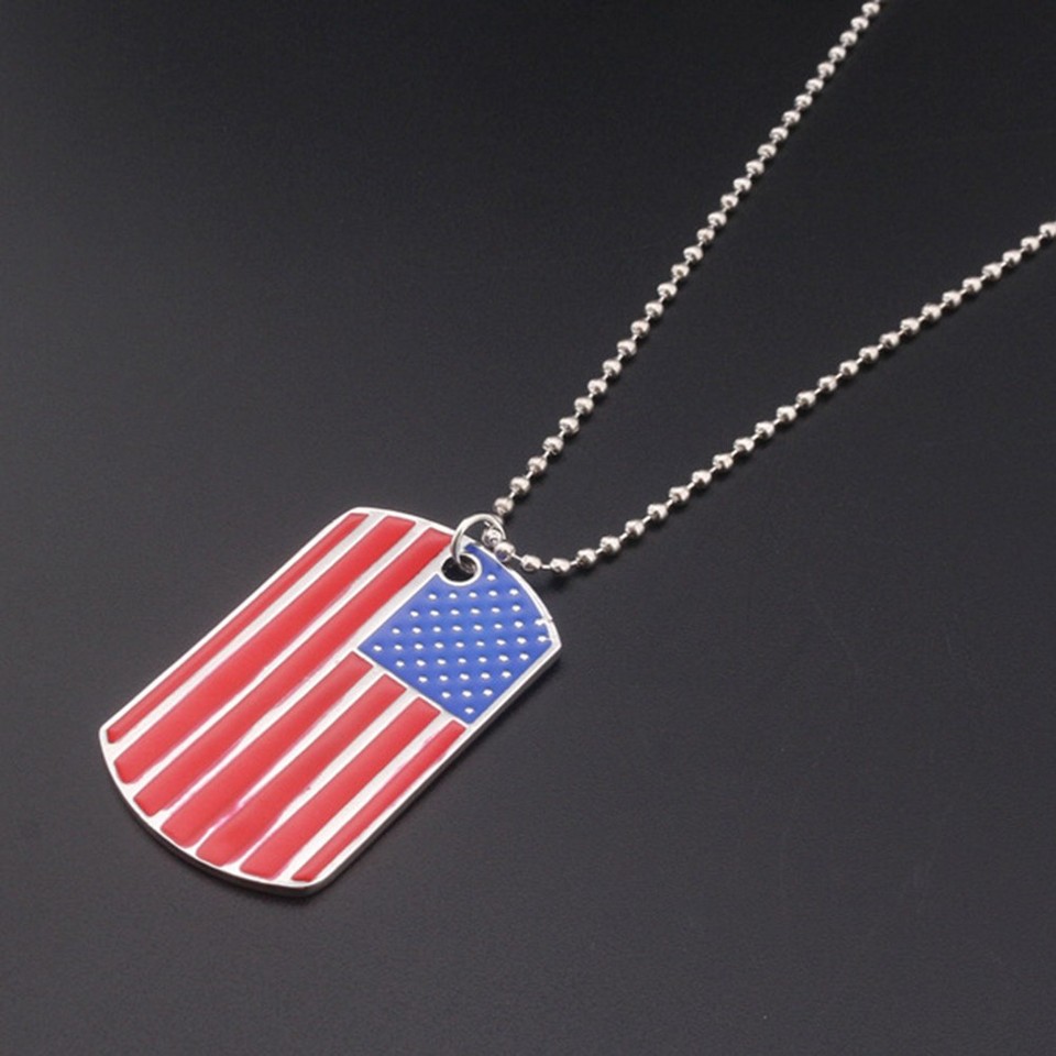 Fashion USA American Flag Necklace Hanging Pendant Dog Tag Pendant ...