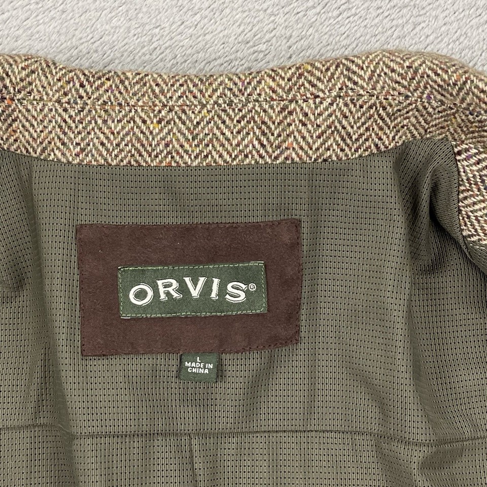 Vintage Orvis Wool Tweed Herringbone Blazer Jacket Men’s Large Elbow ...