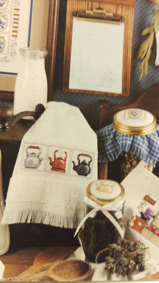 1992 Leisure Arts Leaflet # 2239 Cross Stitch Kitchen Pledge color ...