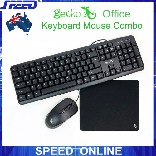 Gecko USB Keyboard + Mouse Combo with Mouse Mat - (Wired) | eBay Australia