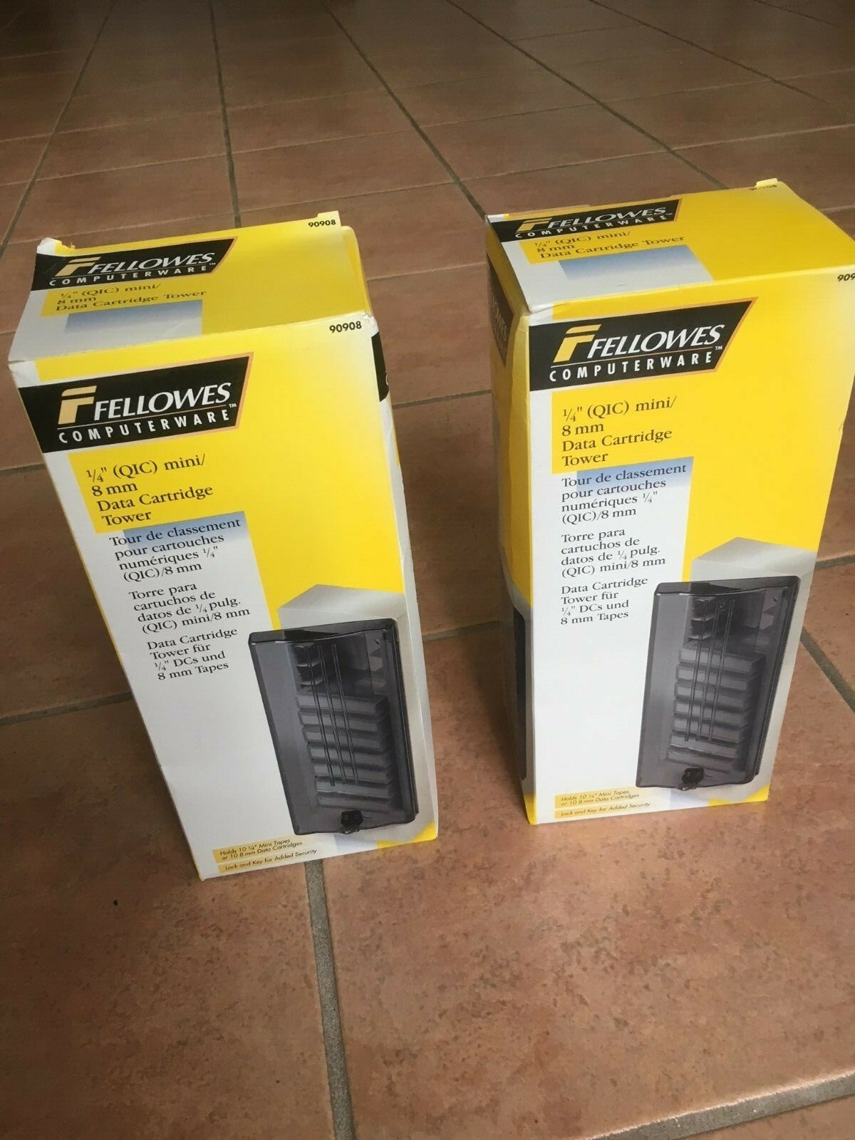 2 Fellowes Computerware Data Cartridge Tower for 1/4" (QIC) Mini 8mm ...