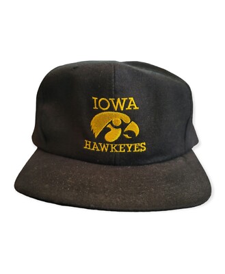 Vintage Iowa Hawkeyes Logo Black Hat Snapback Adjustable Cap - The Sun ...