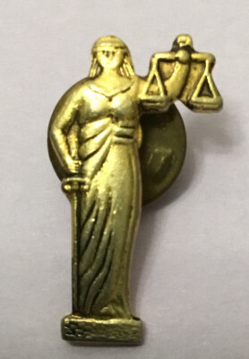 Lady Justice Tie Tack Scales Blindfold Sword H.I. & Co 1” Gold Colored ...
