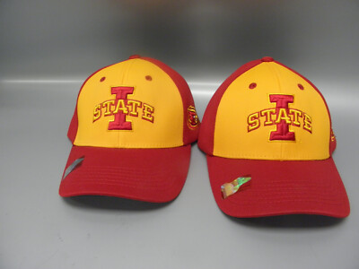 TWO IOWA STATE CAPS HATS ONE SIZE EMBROIDERED LOGOS NYLON/SPANDEX NEW ...