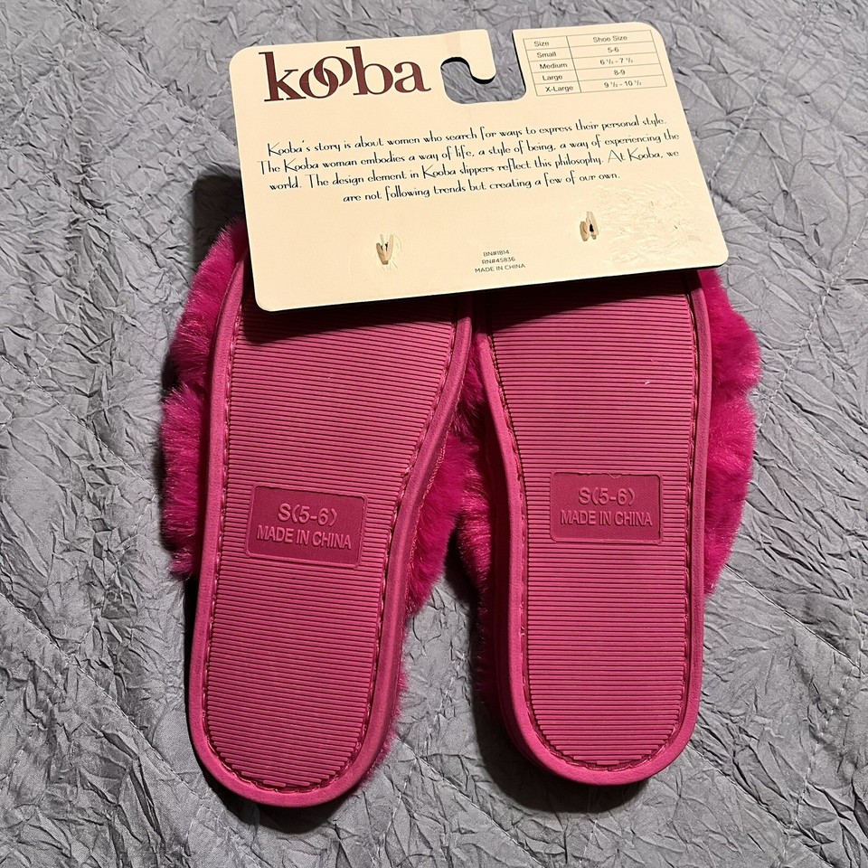 NWT KOOBA WOMEN'S FAUX FUR SLIPPERS SHOE SIZE 5/6 Small Pink Fuchsia ...