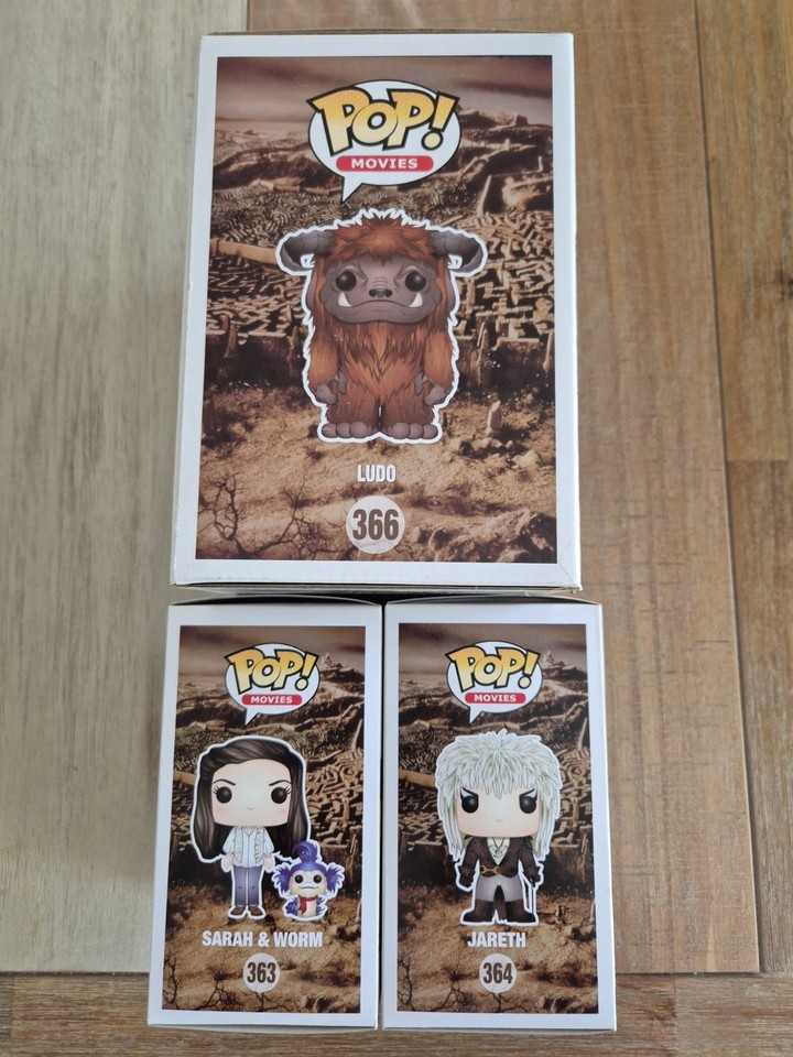 Funko POP vinyl - Vaulted Rare Labyrinth Ludo, Jareth & Sarah with Worm ...