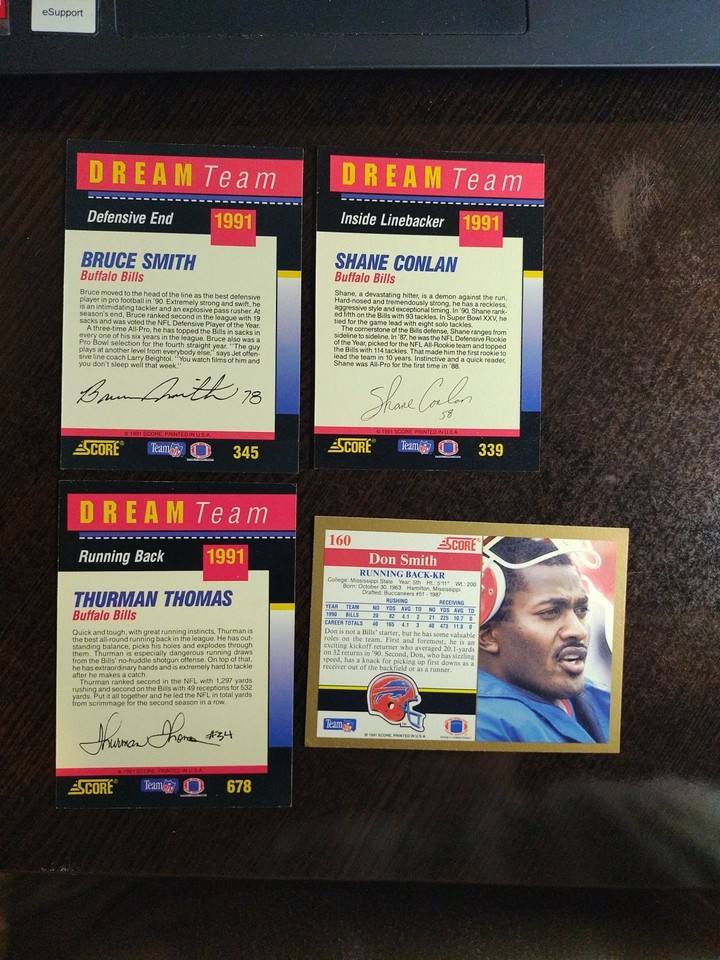 1991 Score - Don Smith, Bruce Smith, Conlan, Thurman Thomas - Buffalo ...
