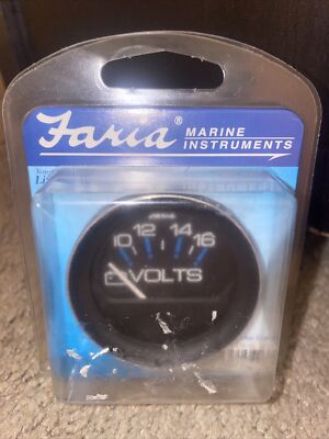Faria Instruments Coral Voltmeter Gauge 10-16 Volts Lighted Black Dial ...