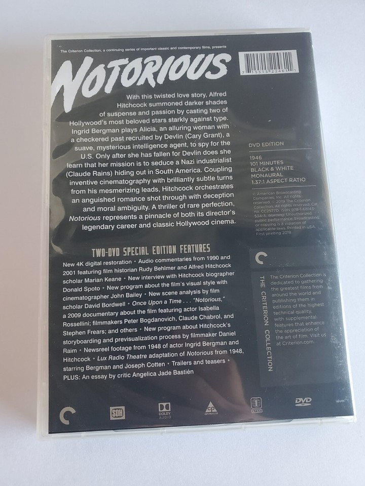 Notorious (Criterion Collection DVD, Hitchcock, Ingrid Bergman, Cary ...