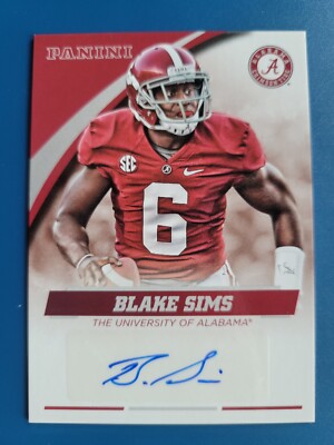 Blake Sims 2015 PANINI ALABAMA TEAM COLLECTION AUTO #BS-AL CRIMSON TIDE ...
