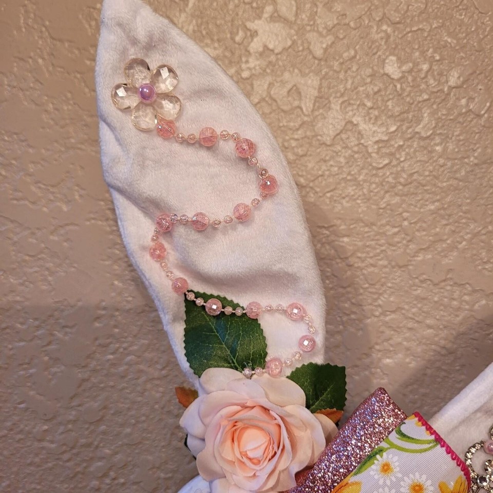 Easter bunny plush ears With Floral And Rhinestone Detail.Bunny,Furry ...