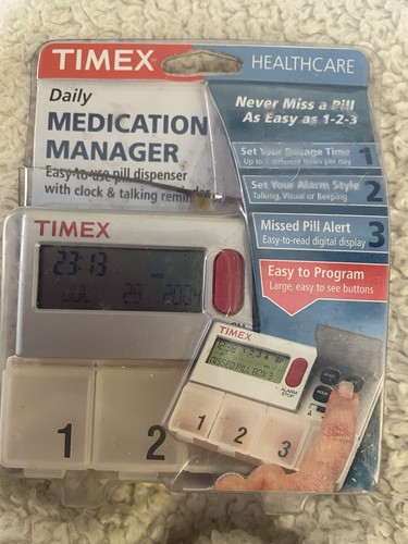 *DAILY MEDICATION MANAGER TIMEX ALARM REMINDER MISSED PILL ALERT OPENED ...