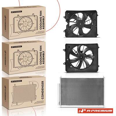A-Premium 3x AC Condenser & L&R Cooling Fan w/ Shroud Assy Kit for ...