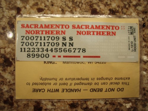 Sacramento Northern SN Diesel Hood Unit: (1979) Decals Herald King L ...