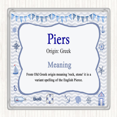 Piers Name Meaning Drinks Mat Coaster Nautical | eBay UK