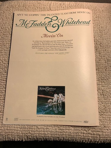 Original 13 1/2-10” McFadden Whitehead Movin On Album Ad FLYER | eBay