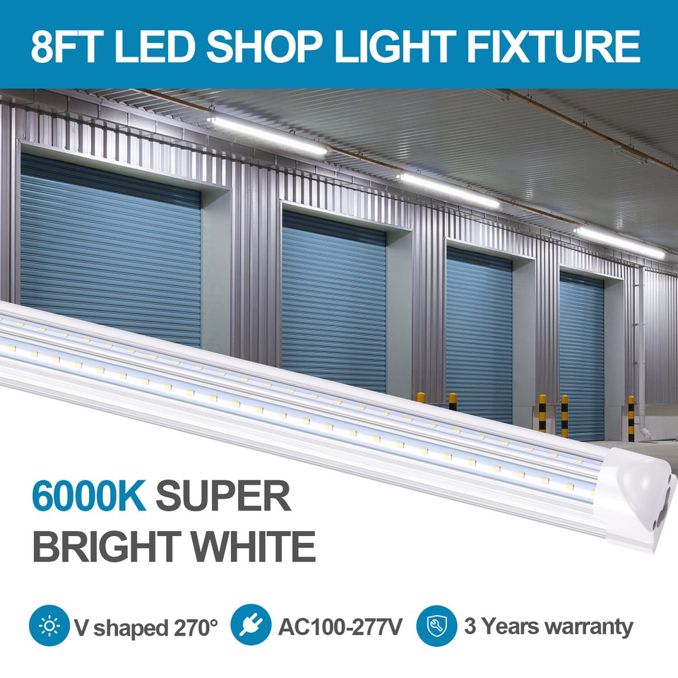 8FT LED shop light fixture Integrated Tube Light T8 96'' warehouse ...