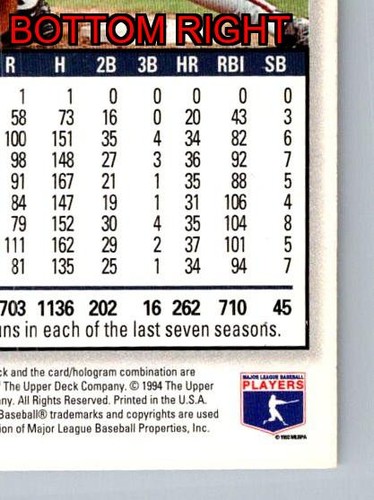 Fred McGriff First Baseman Atlanta Braves Upper Deck 1994 Card 65 | eBay