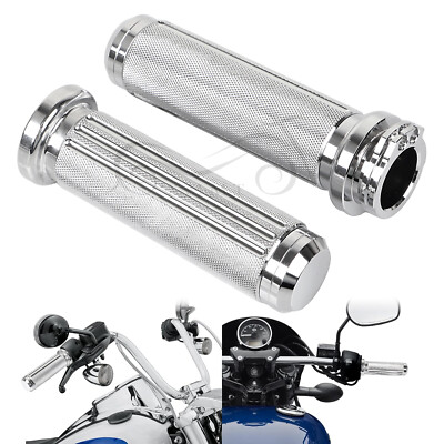 Chrome 1" Handlebar Hand Grip For Harley Touring Softail FXST Deluxe ...